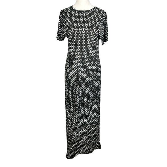 LuLaRoe | Dresses | New Lularoe Maria Maxi Dress Black With White Geo ...